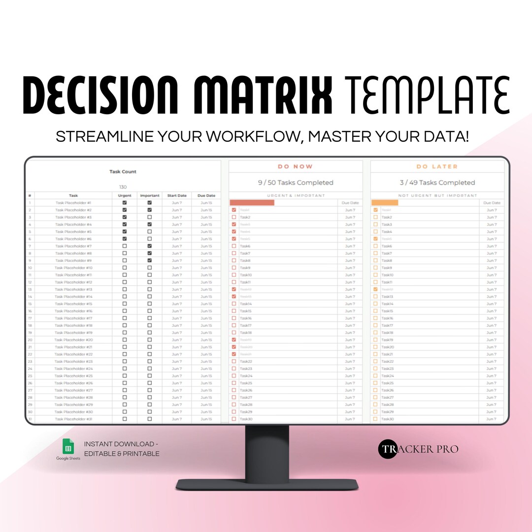 Decision Matrix Template Google Sheets Template, Priority Task Management, Spreadsheet Tasks ...