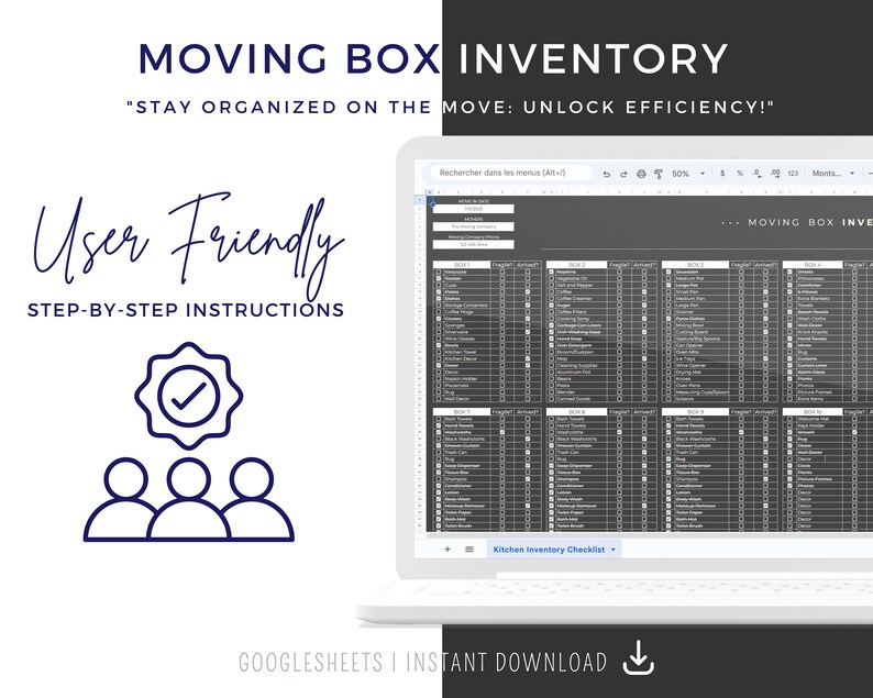 Moving Box Template Google Sheets, Moving Box Contents List, Storage ...