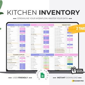 Editable Food Inventory Tracker, Kitchen Inventory, Pantry Inventory ...