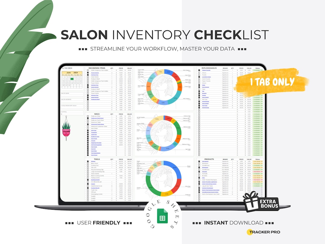 Salon Inventory Template, Salon Inventory Tracker Log, Beauty Salon ...