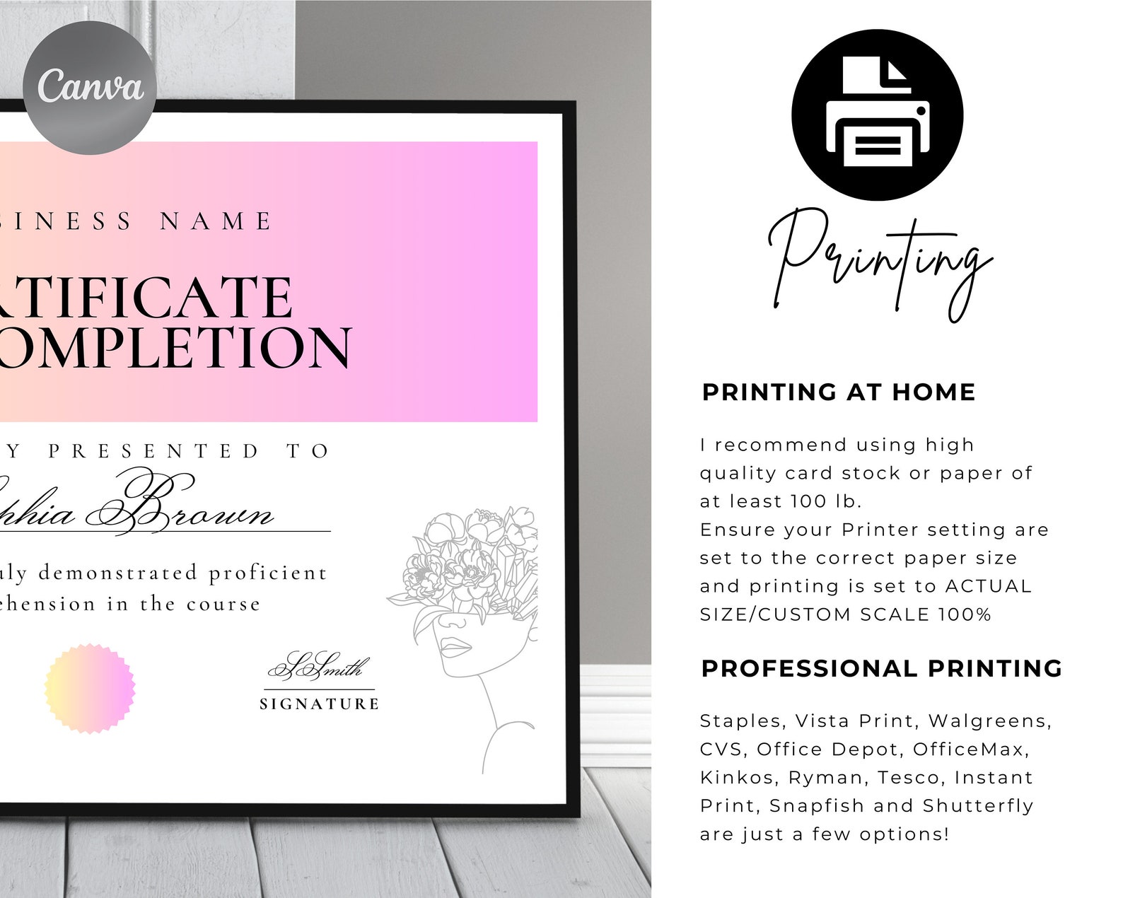 Certificate of Completion Template, DIY Makeup Course Certificate ...