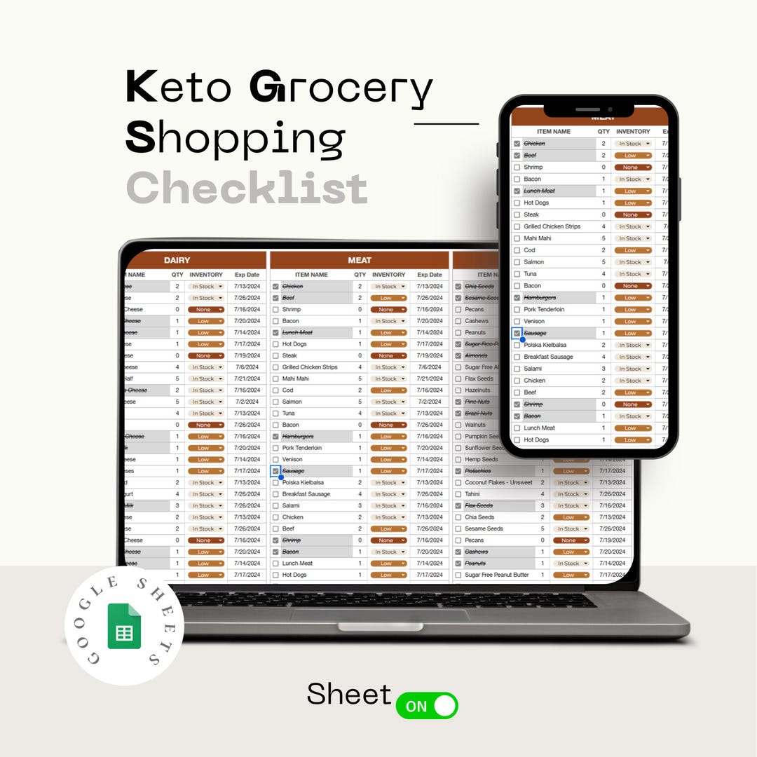 Keto Grocery List Template, Low-carb Shopping List, Keto Diet Tracker ...