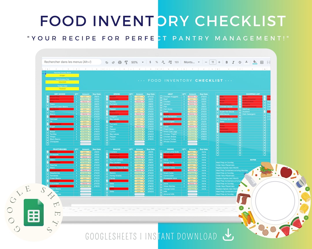 Food Tracker Template, Food Tracker Spreadsheet List Pantry Supplies ...