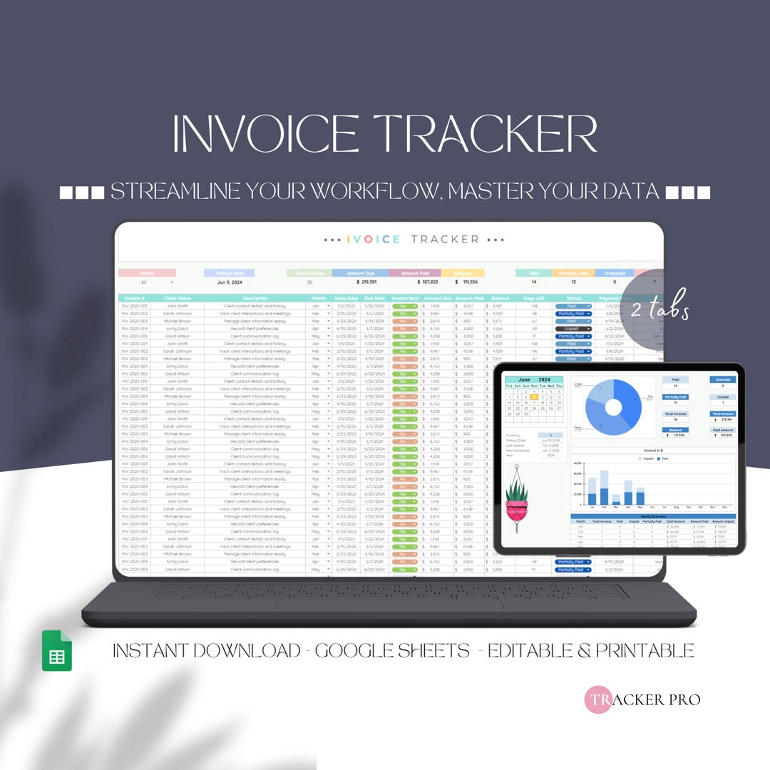 Nvoice Spreadsheet | Invoice Tracker | Invoice Tracking | Invoice ...