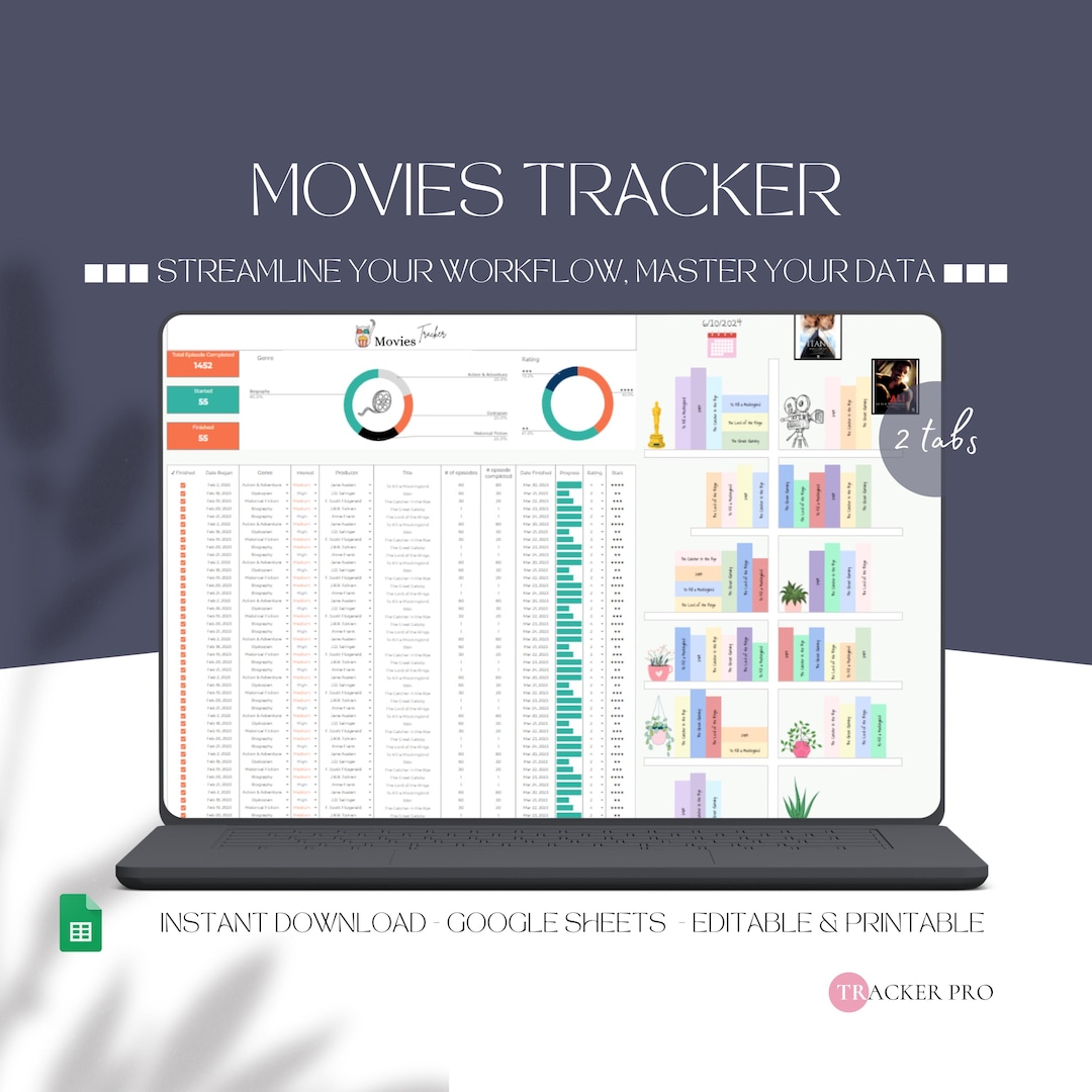 TV Show and Movie Tracker Google Sheets Template, Television Series ...