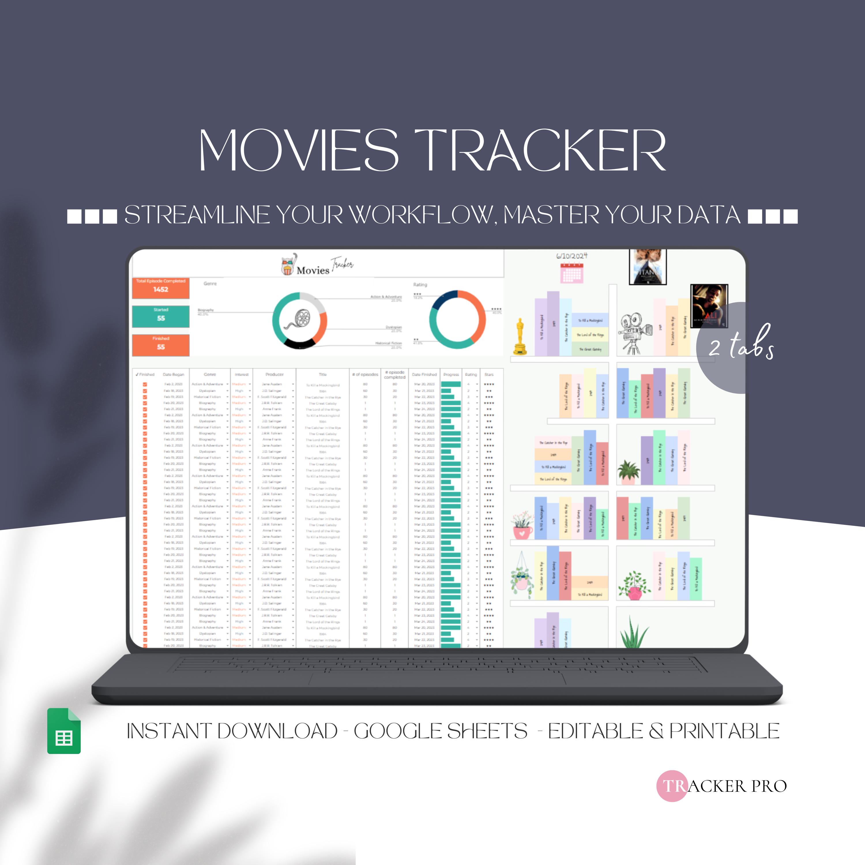 TV Show and Movie Tracker Google Sheets Template, Television Series ...