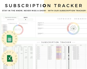 Monthly Subscription Tracker Google Sheets, Monthly Subscription ...