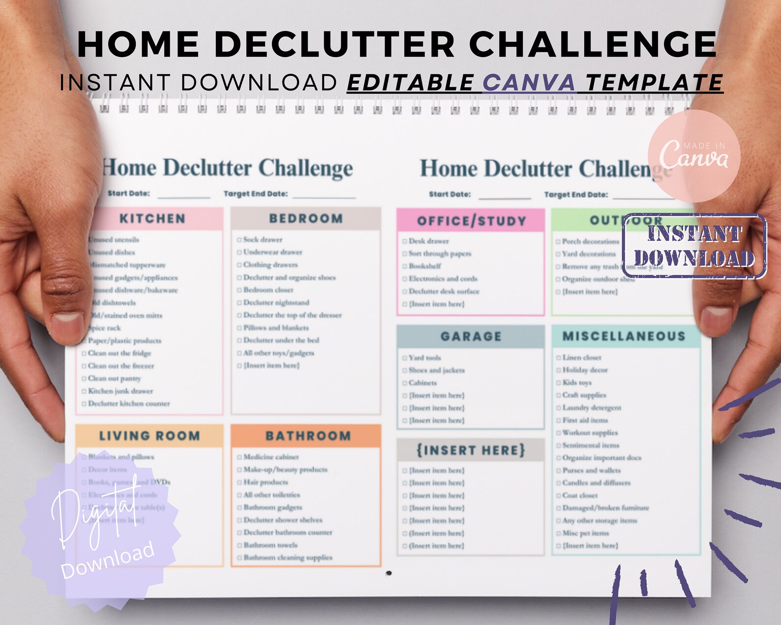 Declutter Checklist Template Editable Cleaning Schedule Declutter ...