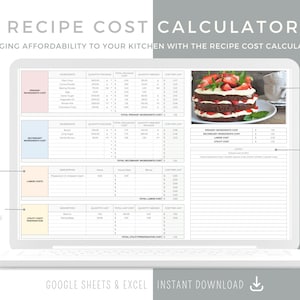 Recipe Cost Calculator for Cooking & Baking, Google Sheets Excel ...