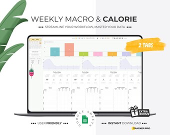 Weekly Macro & Calorie Tracker Meal Planner Counter Google Sheets ...