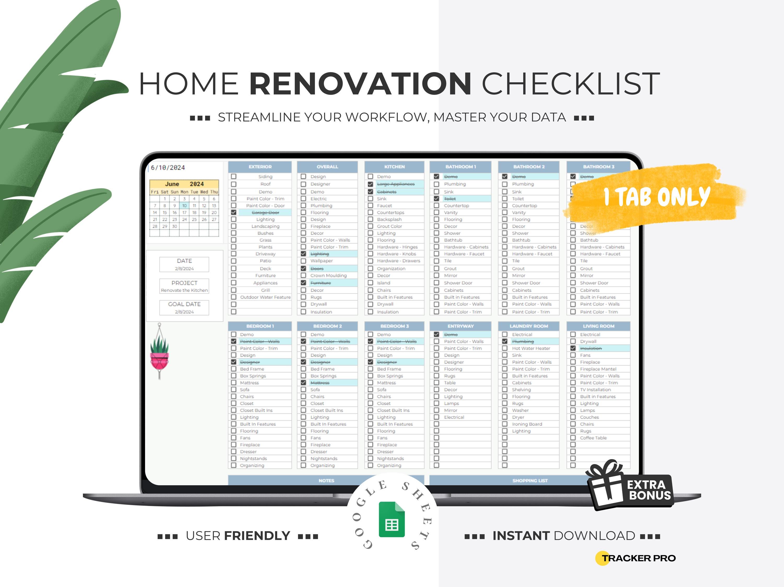 Home Remodel Checklist, Kitchen Renovation, Bathroom Renovation ...