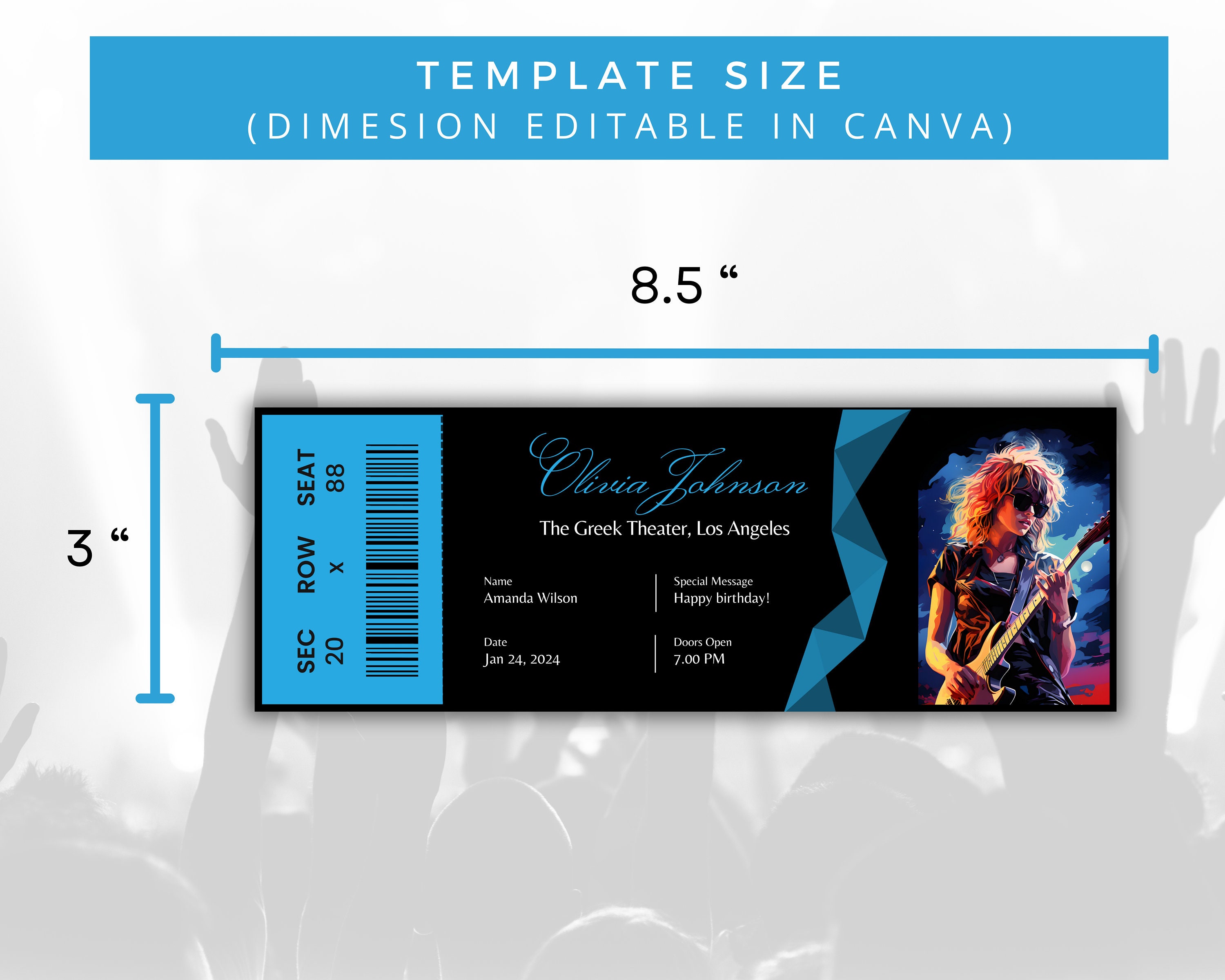 Editable Concert Ticket Template DIY Event Ticket Custom - Etsy Australia