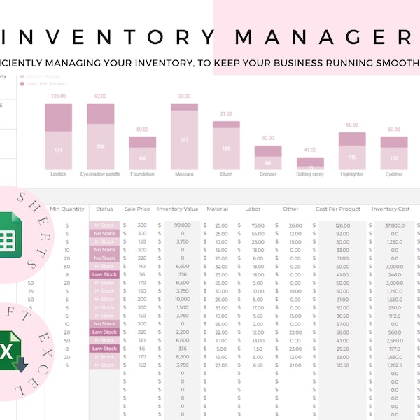 Salon Inventory Spreadsheet - Etsy