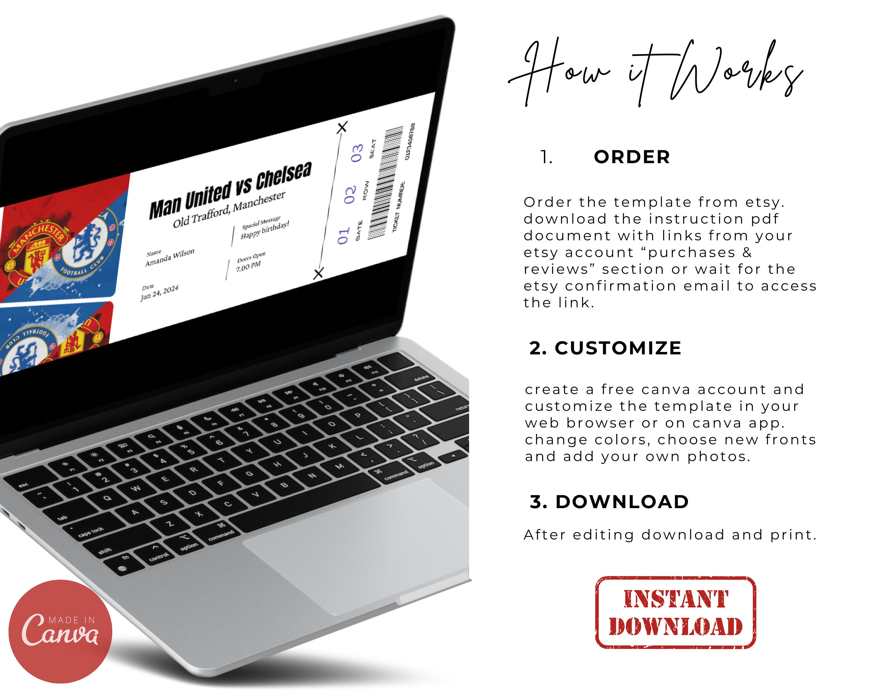 Editable Sports Ticket Template, DIY Sporting Ticket, Custom Sports ...