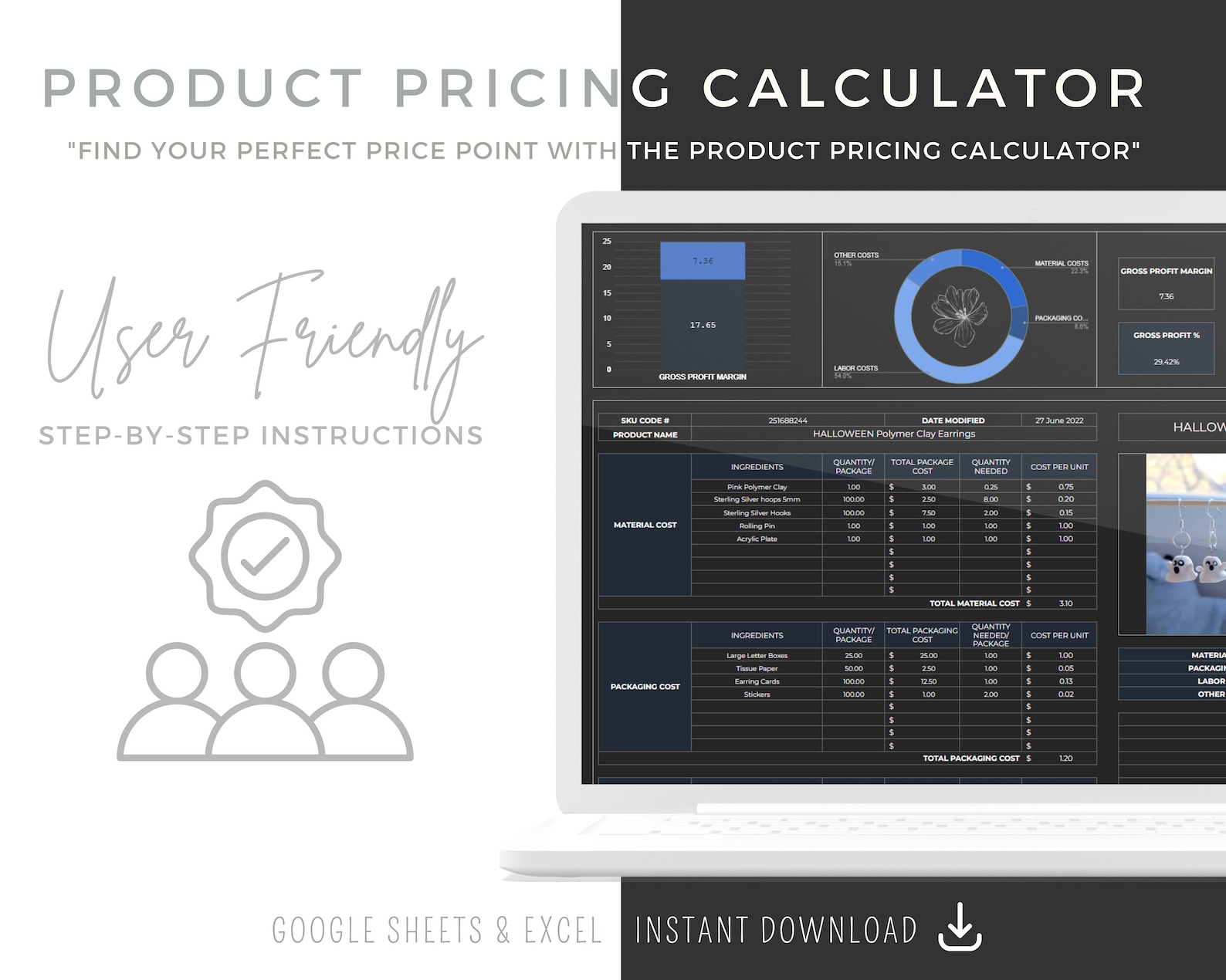 Product Pricing Calculator Spreadsheet for Excel and Google - Etsy