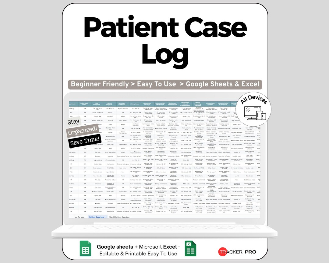 Patient Case Study Tracker Google Sheets Track Symptoms Treatments ...