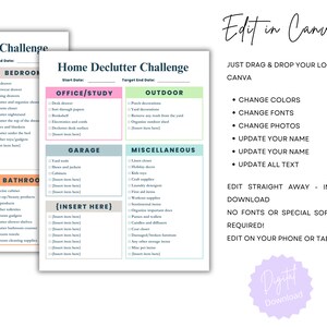 Declutter Checklist Template Editable Cleaning Schedule Declutter ...