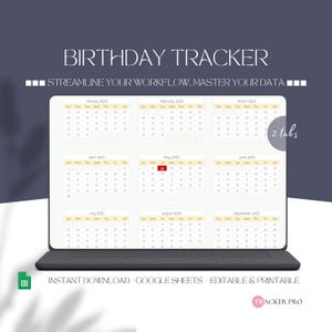 Birthday Tracking, Google Sheets Tracker, Event Management, Date ...