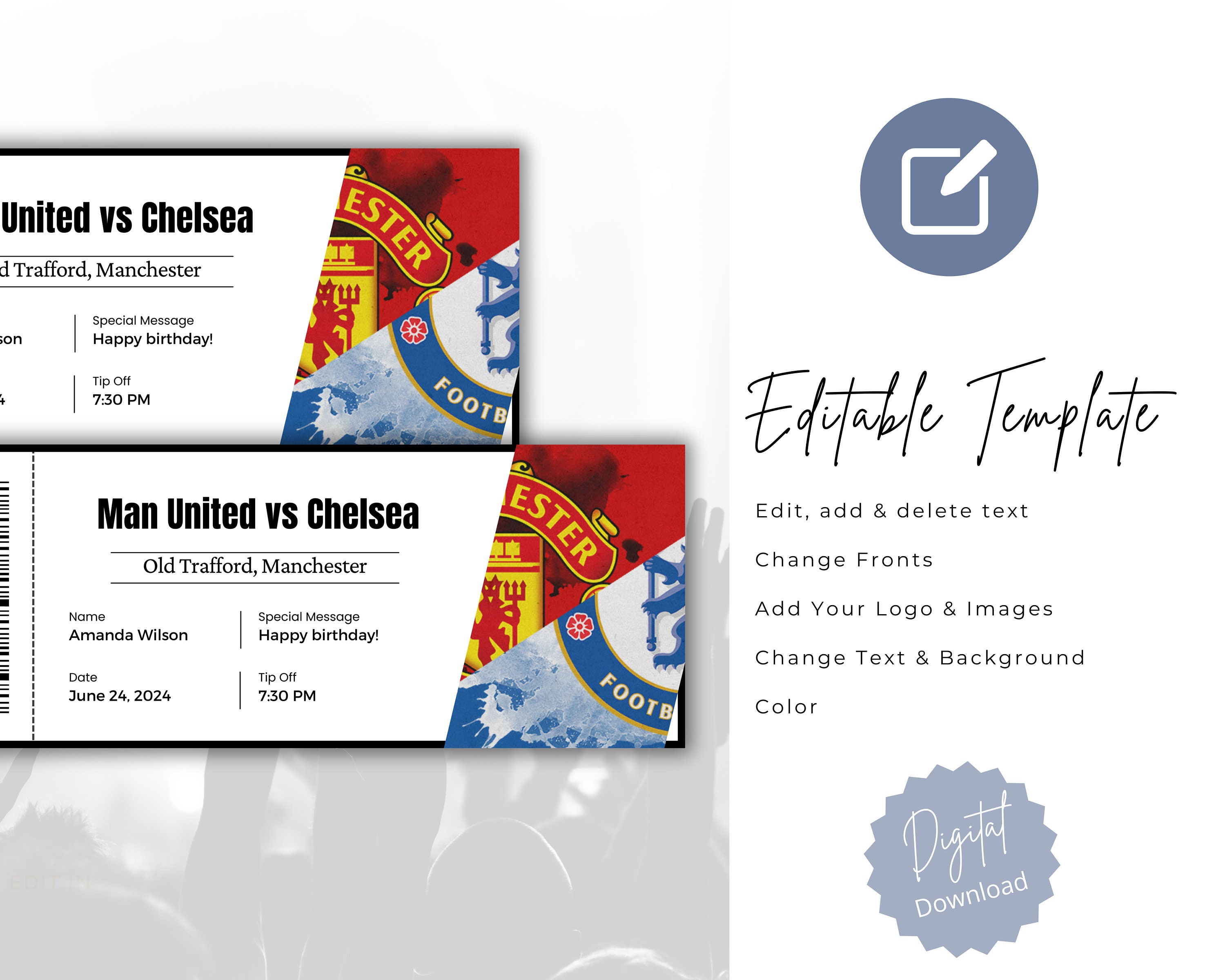 Editable Sports Ticket Template, DIY Sporting Ticket, Custom Sports ...