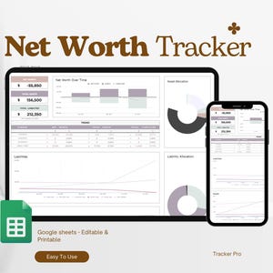 Net Worth Tracker Google Sheets Excel Spreadsheet Net Worth Calculator ...