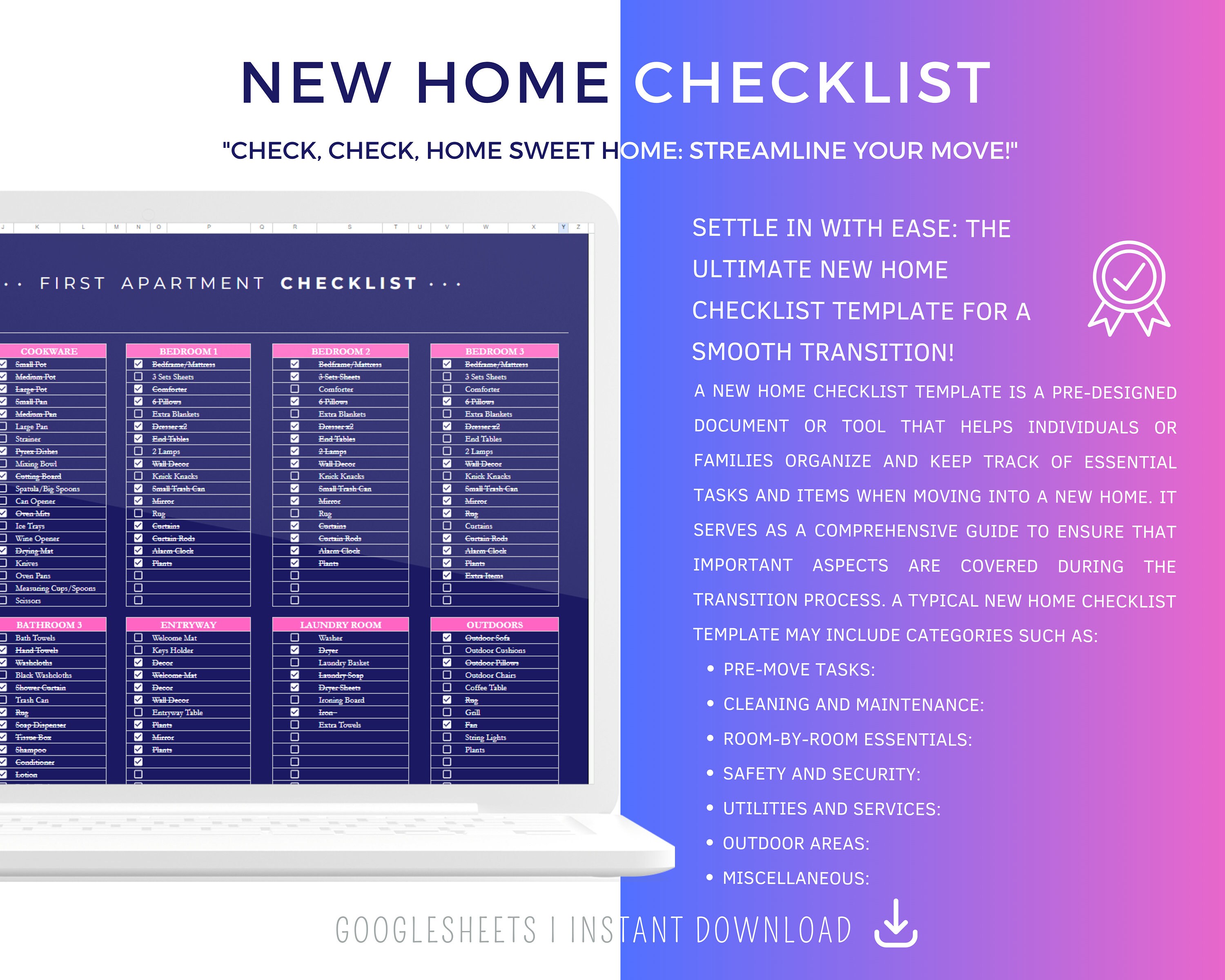 First Apartment Essentials Checklist, New Apartment Checklist, New ...