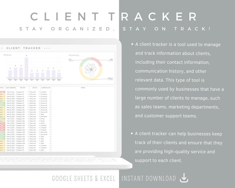 Client and Task Tracker Business Planner Spreadsheet | Communication ...