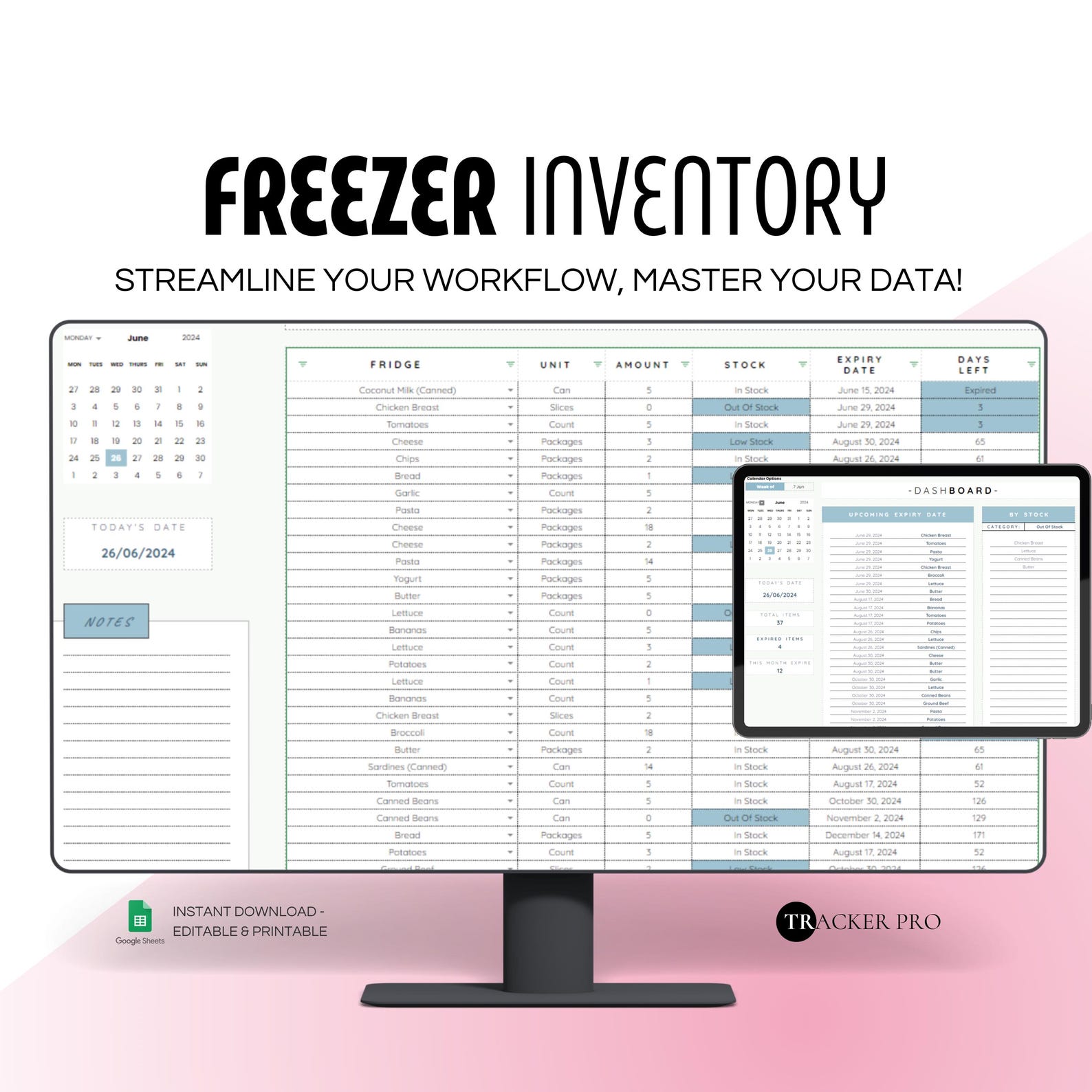 Food Tracker Excel Sheet Google Sheets List, Freezer Inventory Template ...