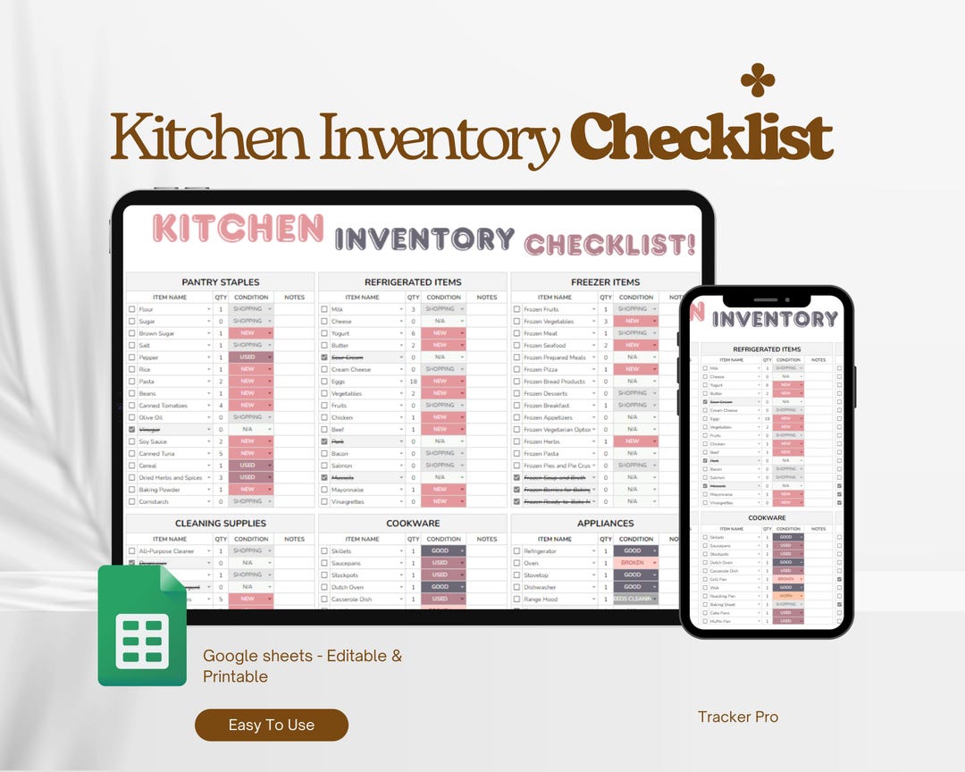 Kitchen Inventory, Food Inventory Tracker, Pantry Inventory, Freezer ...