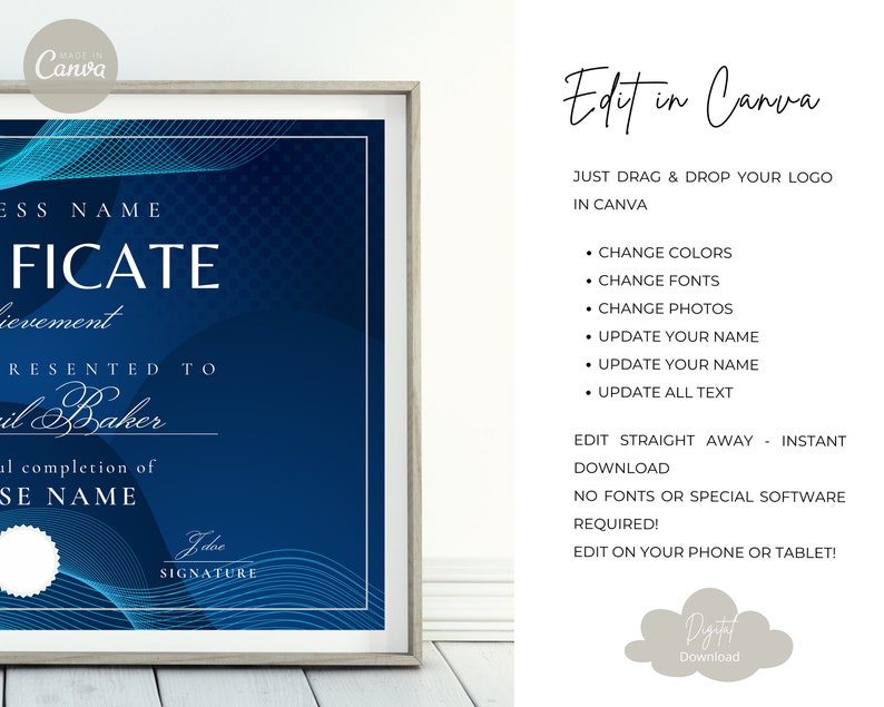 Certificate of Completion Template BUNDLE Editable - Etsy