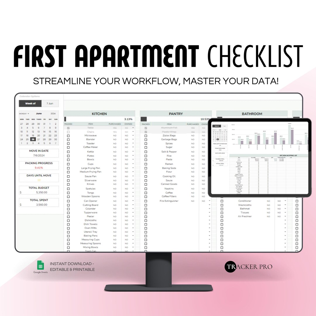 First Apartment Planner Template Excel Spreadsheet, Our First Apartment ...