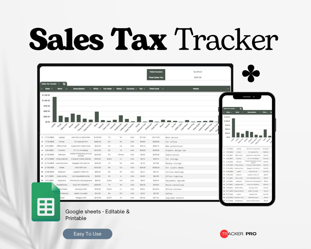 Sales Tax Tracker Spreadsheet Template, Sales Log Small Business Tax ...