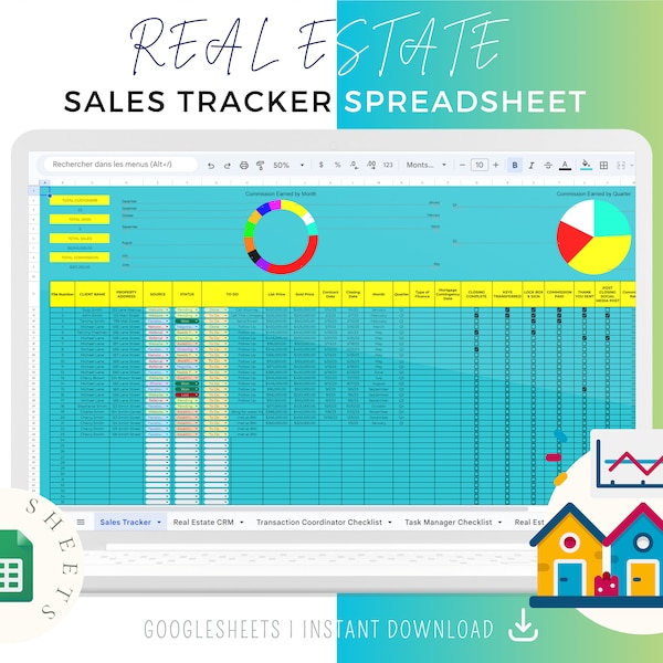 Real Estate Sales Tracker Spreadsheet - Etsy