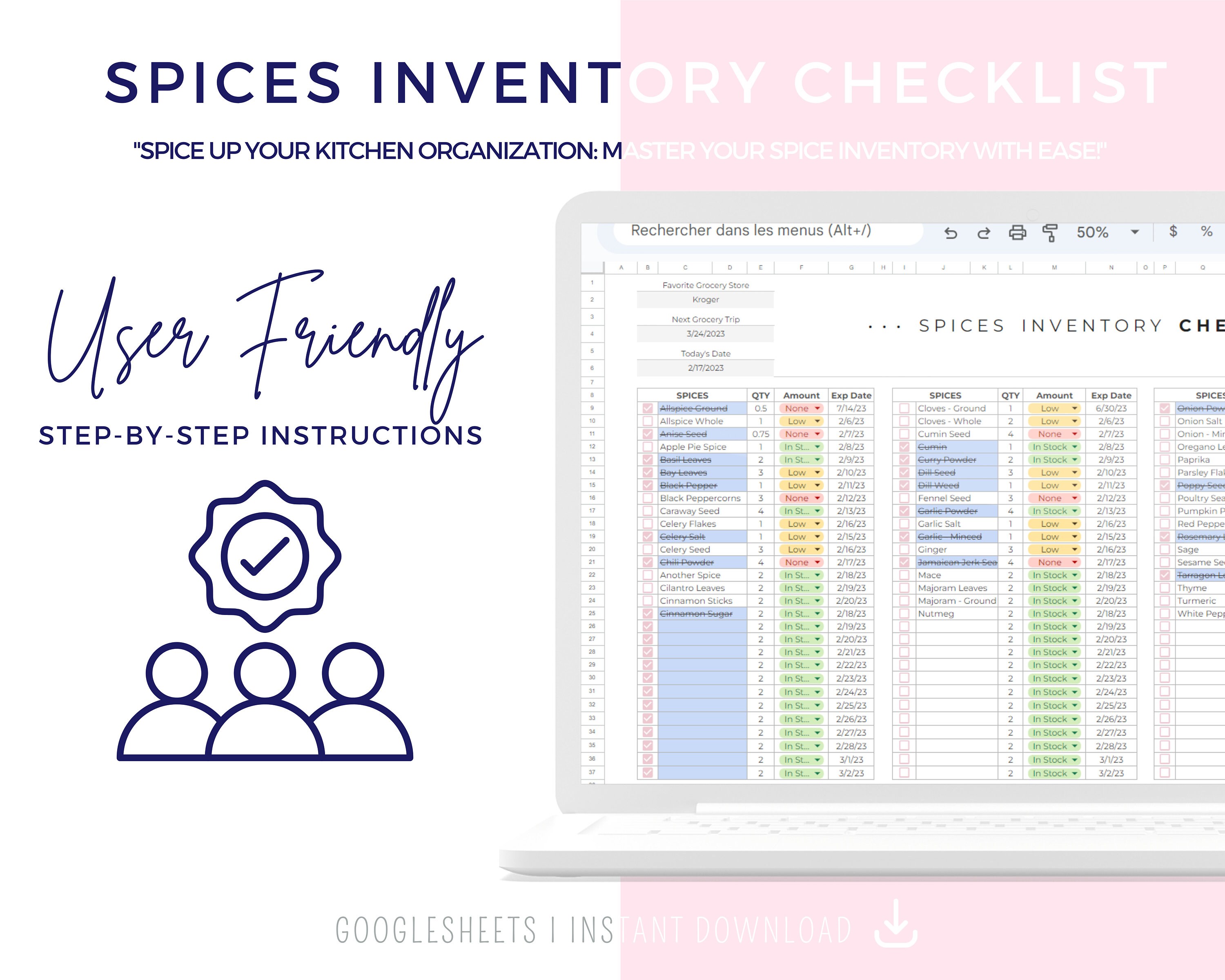 Spices Inventory List, Pantry Inventory Spreadsheet, Spice Inventory ...