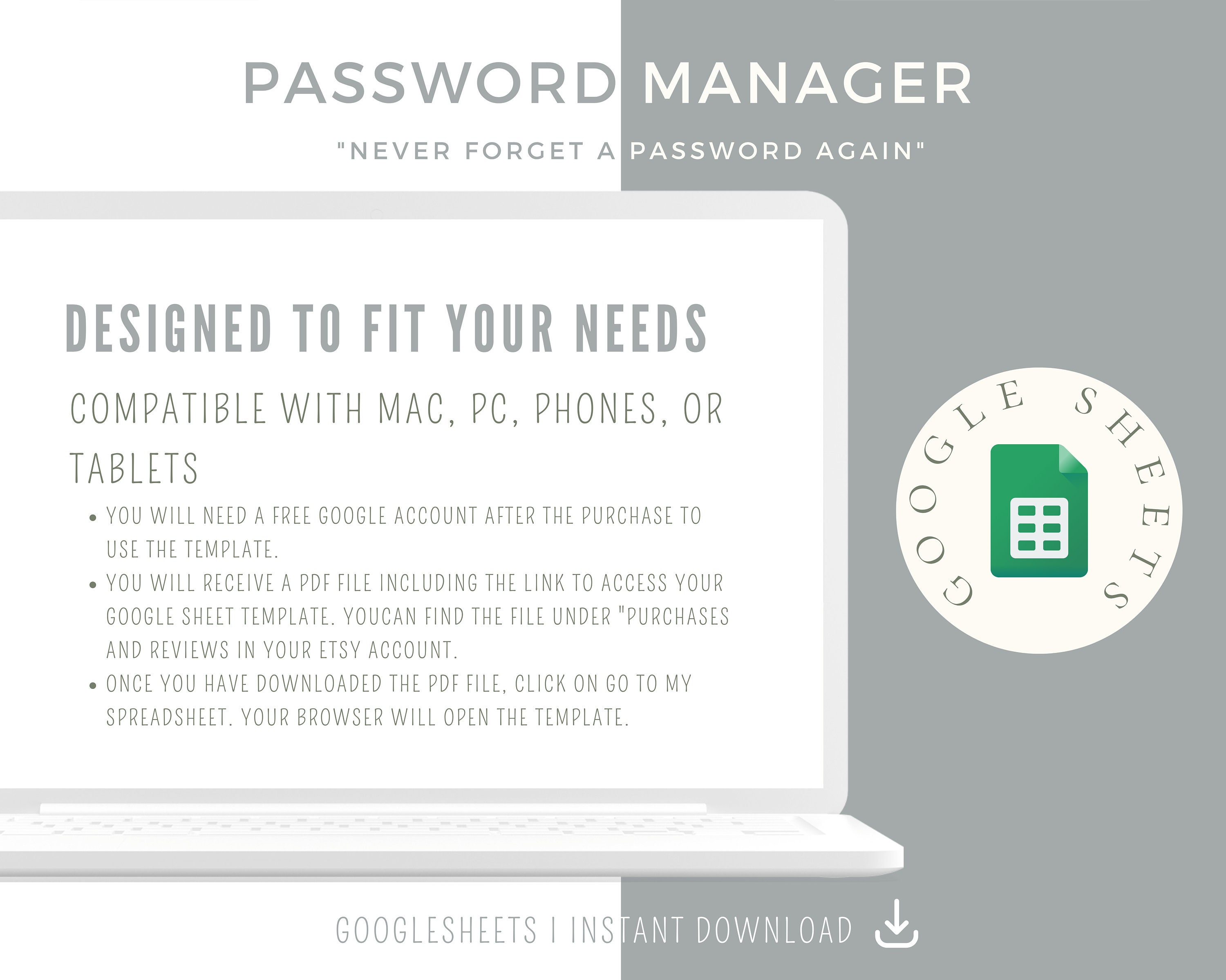 Password Tracker Spreadsheet for Excel, Password Book, Password Log ...