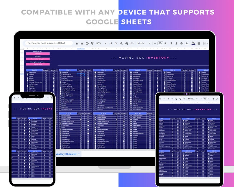 Moving Box Inventory Excel Spreadsheet, Organized Moving, Home Relocation, Storage Inventory ...