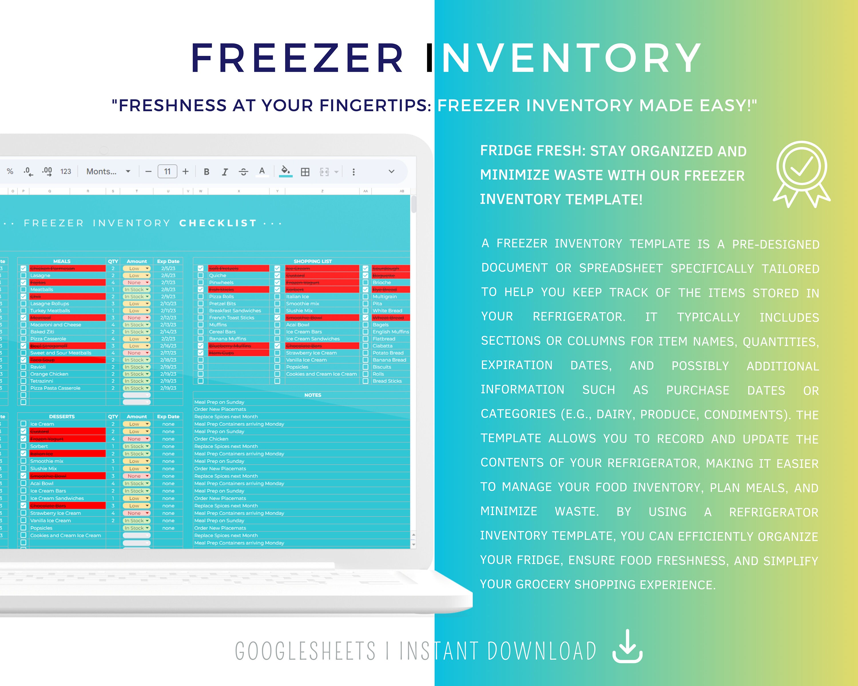 Food Tracker Excel Sheet Google Sheets List, Freezer Inventory Template ...