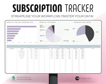 Subscription Tracker Google Sheets, Subscription Tracker Excel ...