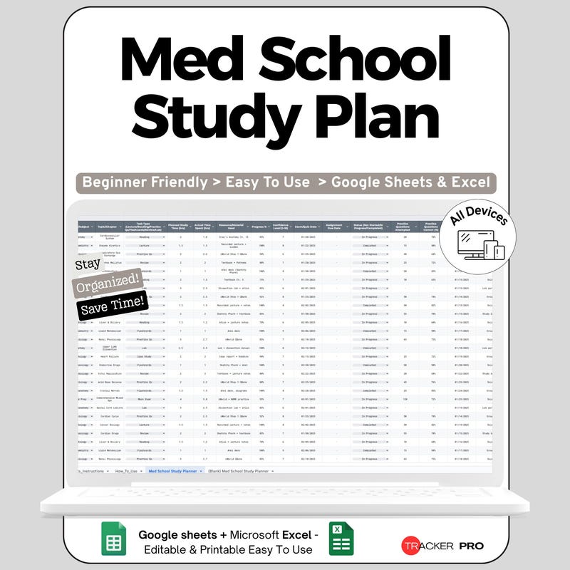 Med Student Google Sheets - Etsy