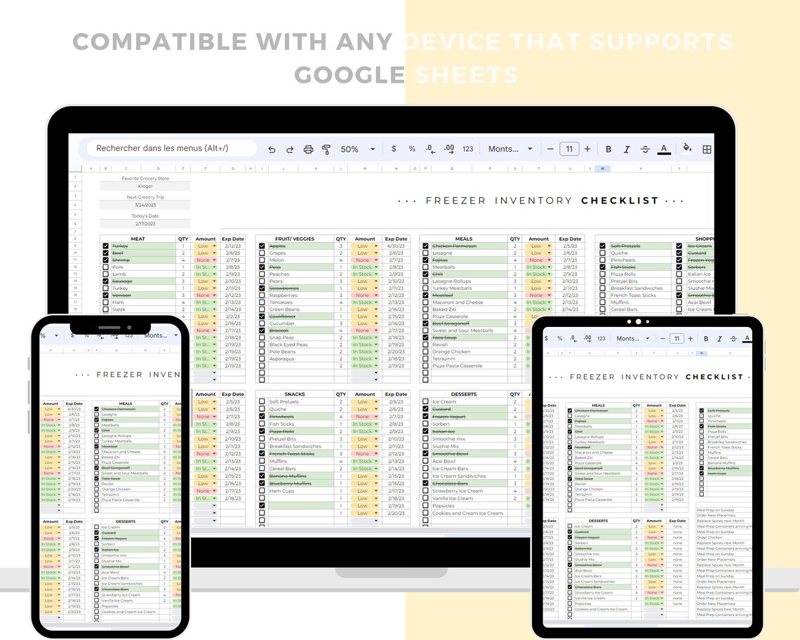 Freezer Inventory Template, Freezer Checklist, Freezer List, Food ...