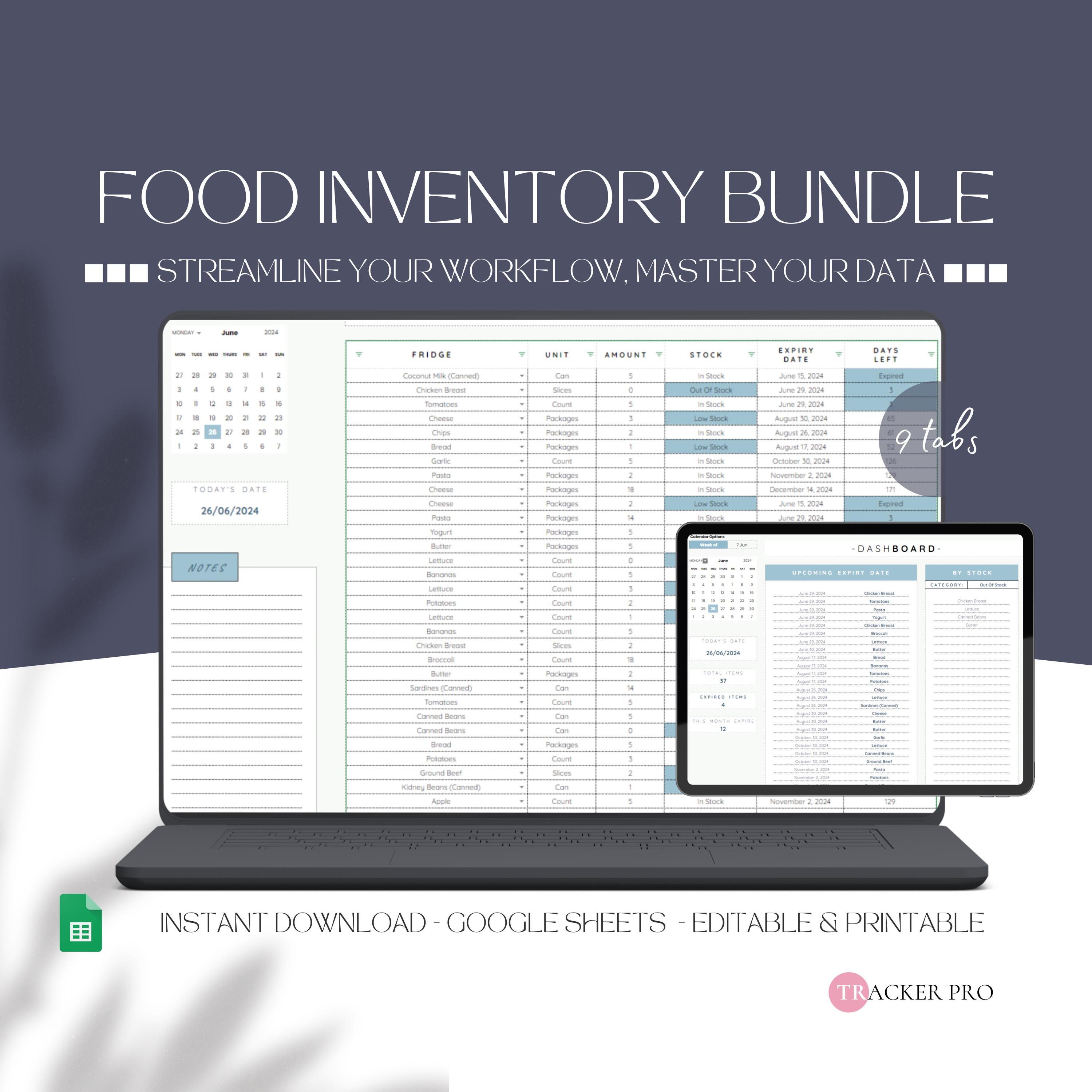 Pantry Inventory Tracker Spreadsheet Google Sheets Excel Food Inventory ...