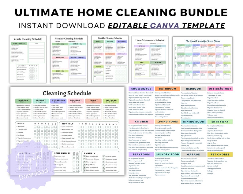 Ultimate Cleaning Schedule Bundle Editable,cleaning Planner Bundle ...