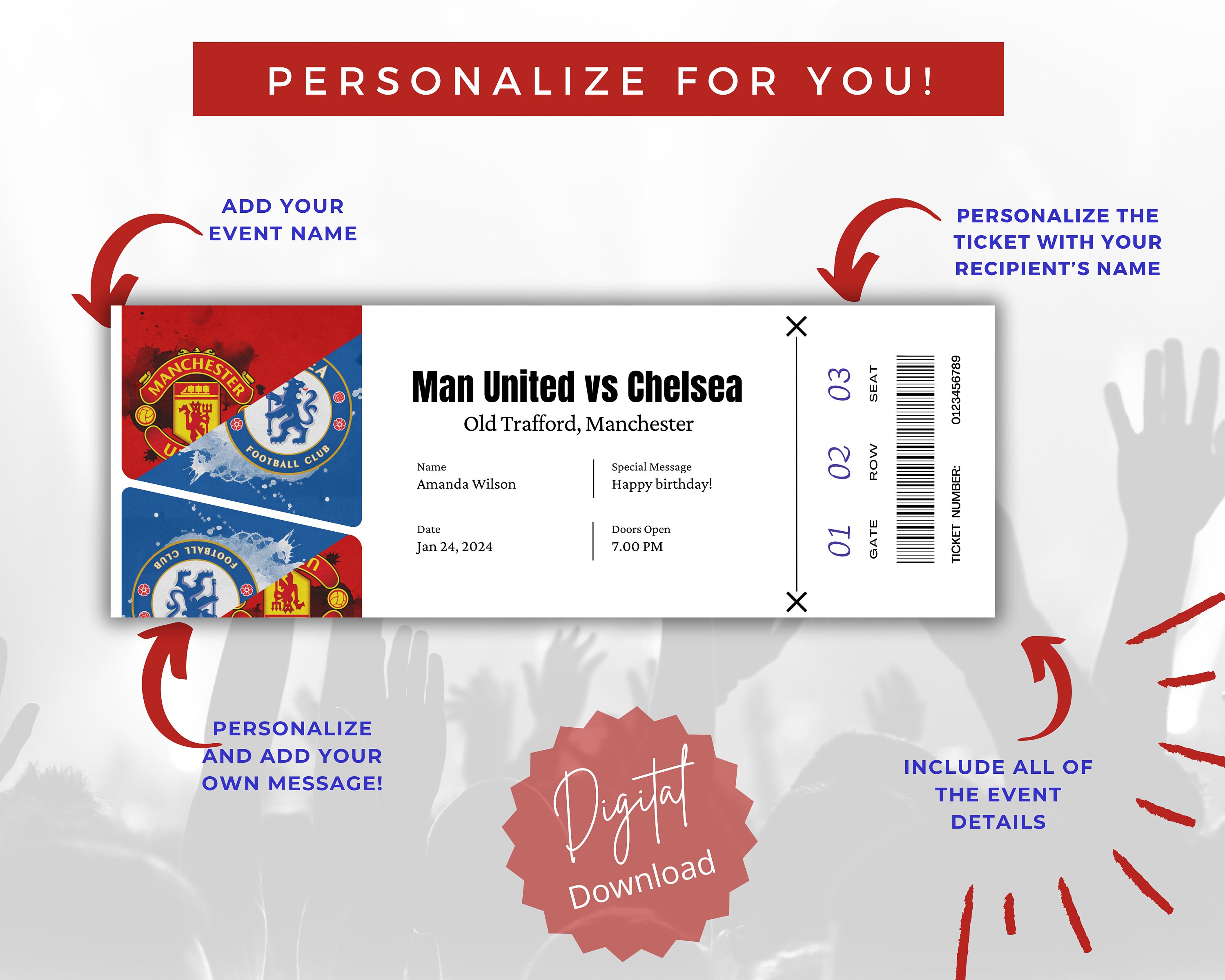 Editable Sports Ticket Template, DIY Sporting Ticket, Custom Sports ...