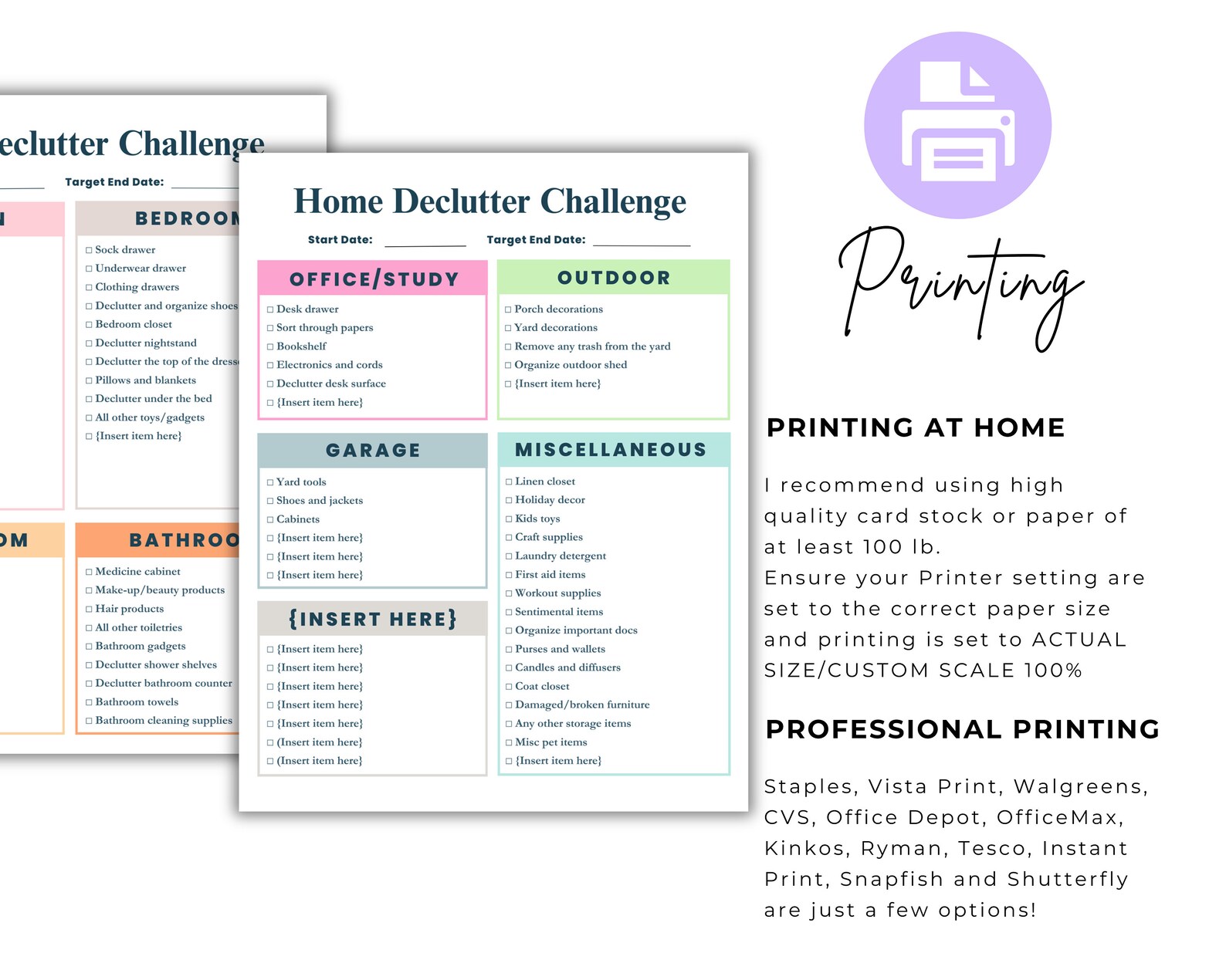 Declutter Checklist Template Editable Cleaning Schedule Declutter ...