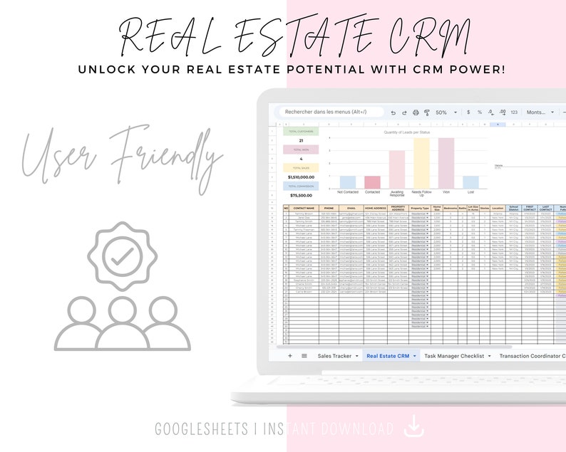 CRM Realtor, Realtor Client Tracker, Realtor Client Sheet, Realtor ...