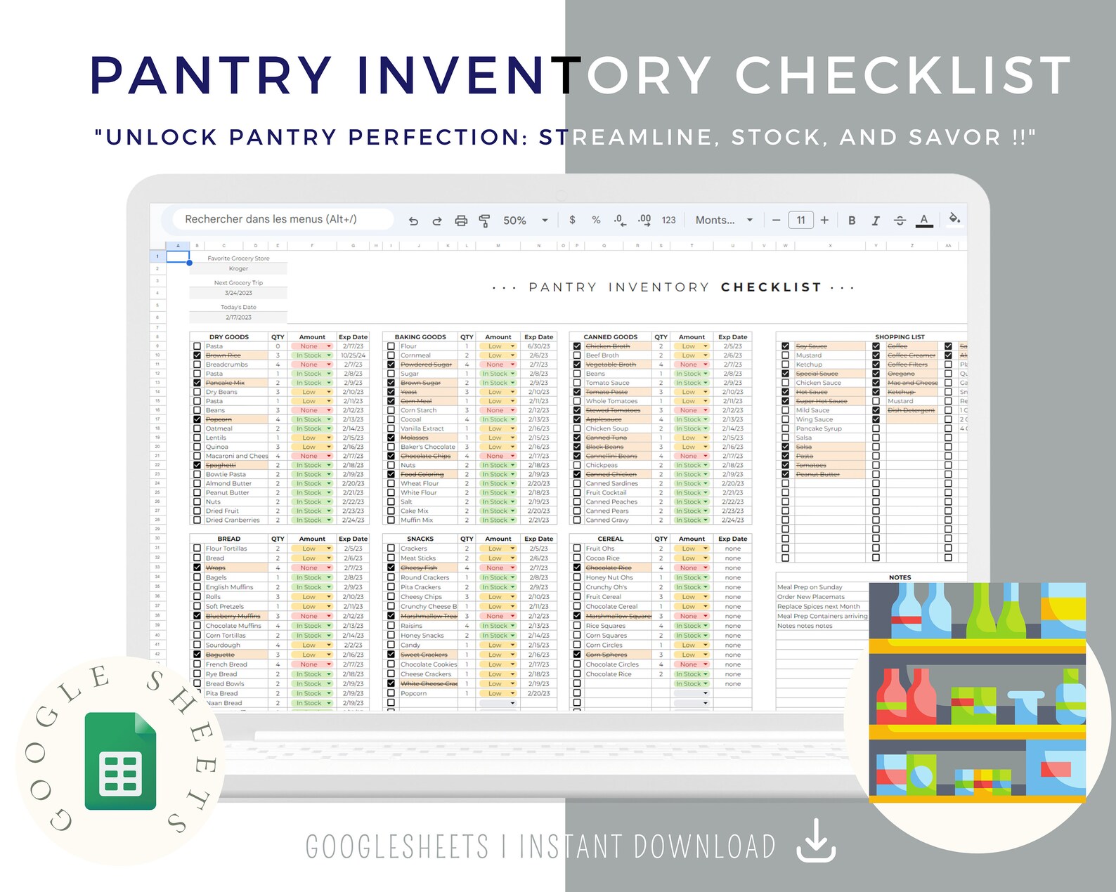 Pantry Inventory Template, Pantry List, Pantry Planner, Food Inventory ...