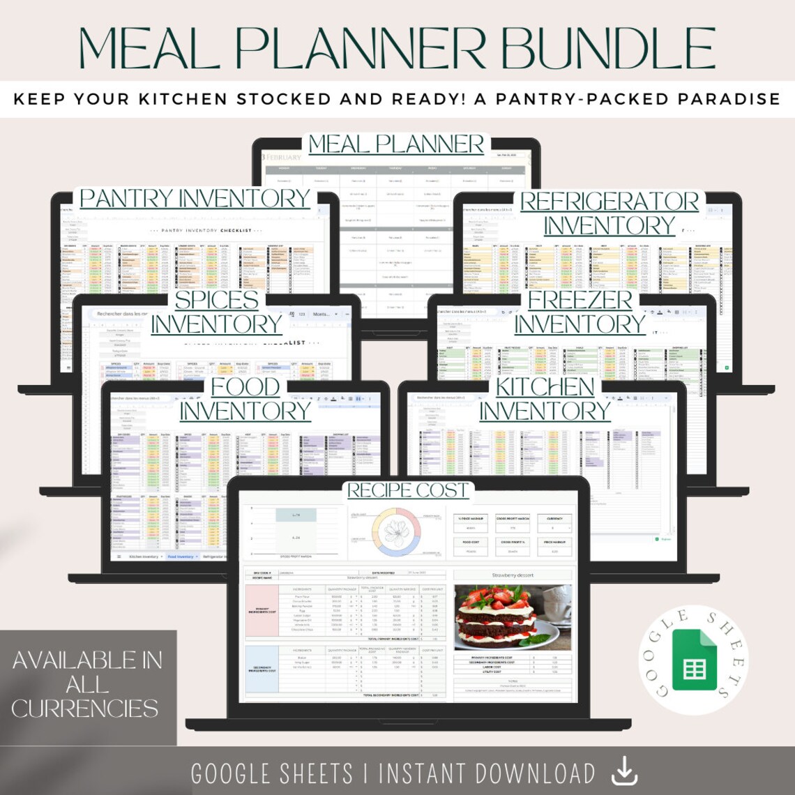 Recipe Cost Calculator, Spreadsheet Template for Excel & Google Sheets ...