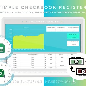 Simple Checkbook Register Google Sheets Spreadsheet, Track Your Bank ...