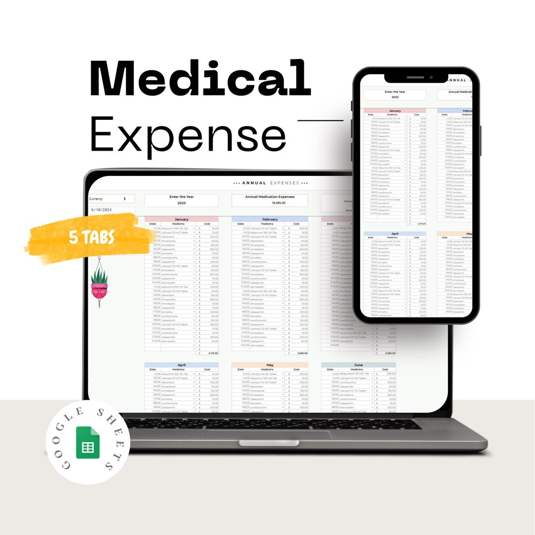 Medical Expense Tracker, Tax Deductions Tracking Sheet, HSA Tracker FSA ...