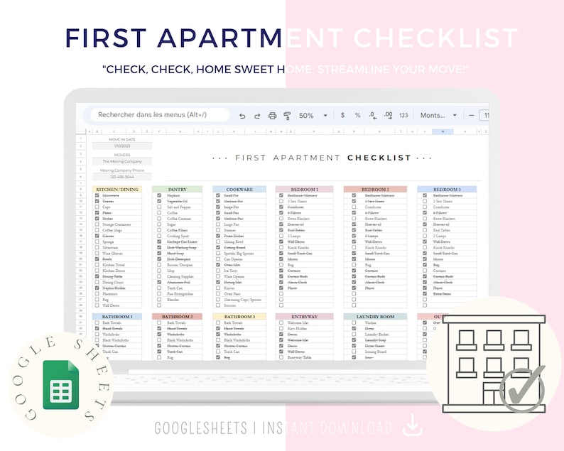 Furniture Inventory, First Apartment Checklist Template Excel ...