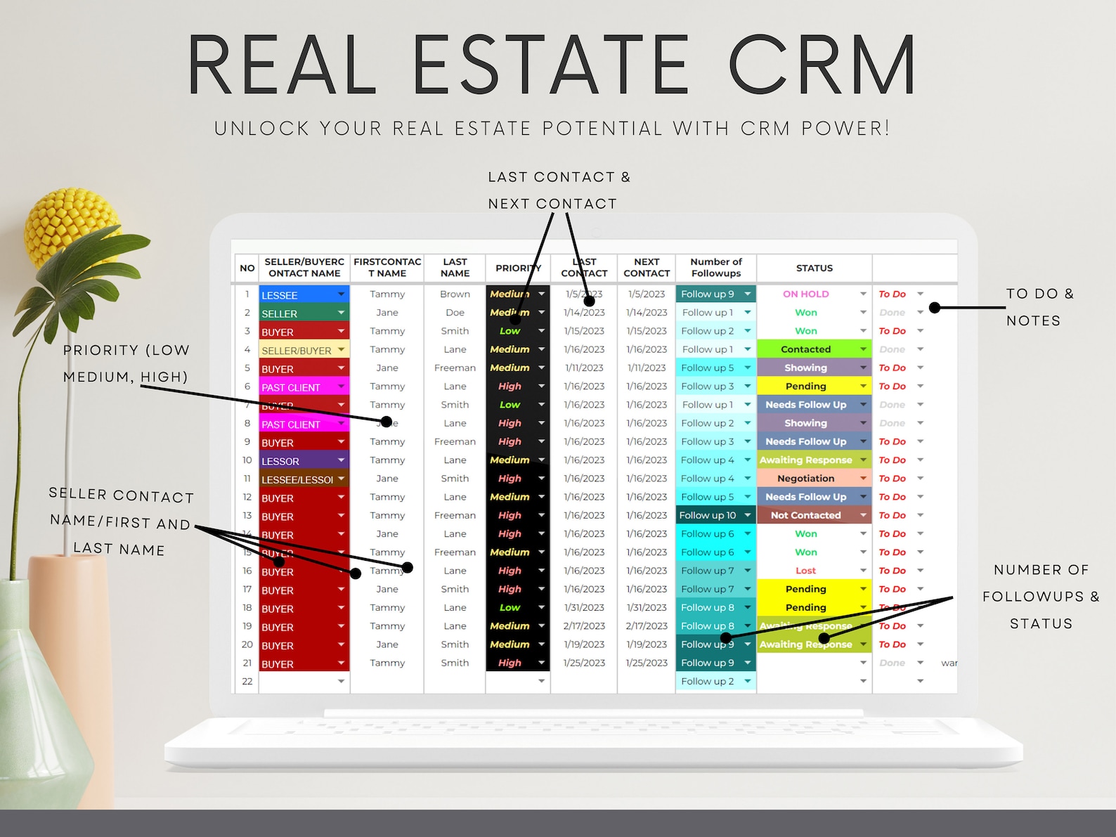 Realtor CRM, Realtor Client Tracker, Realtor Client Sheet, Realtor ...